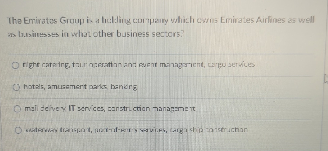 Solved The Emirates Group is a holding company which owns | Chegg.com