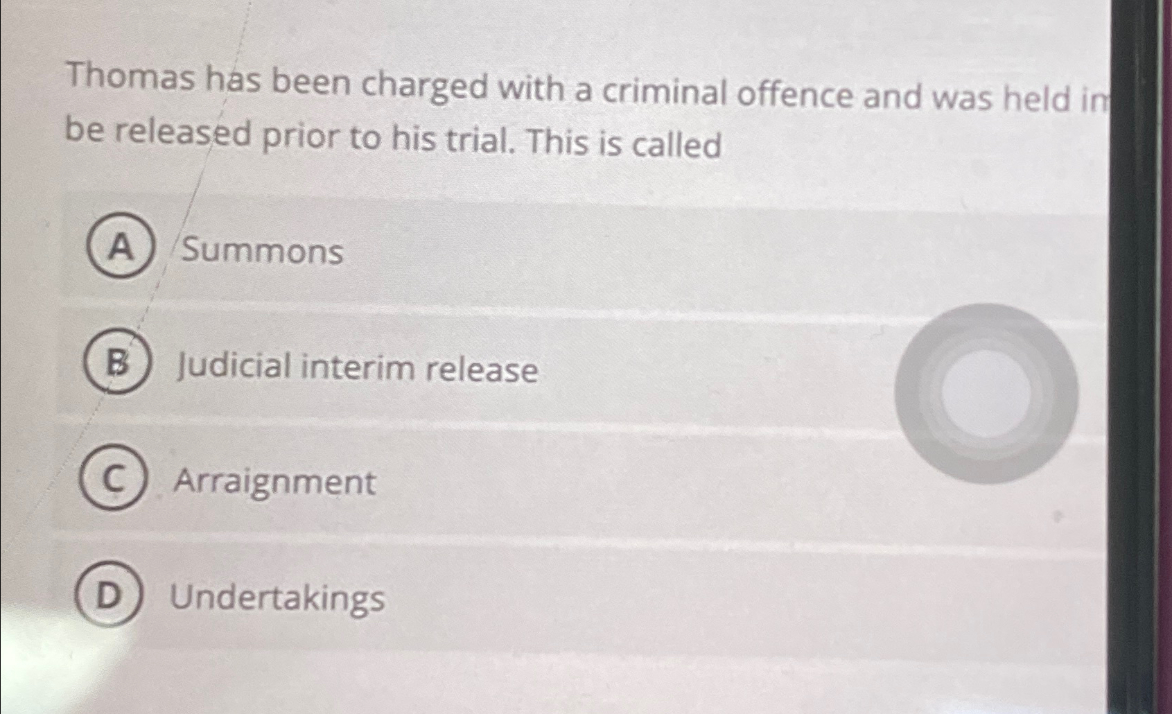 Solved Thomas has been charged with a criminal offence and | Chegg.com