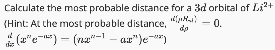 Solved Calculate The Most Probable Distance For A 3d