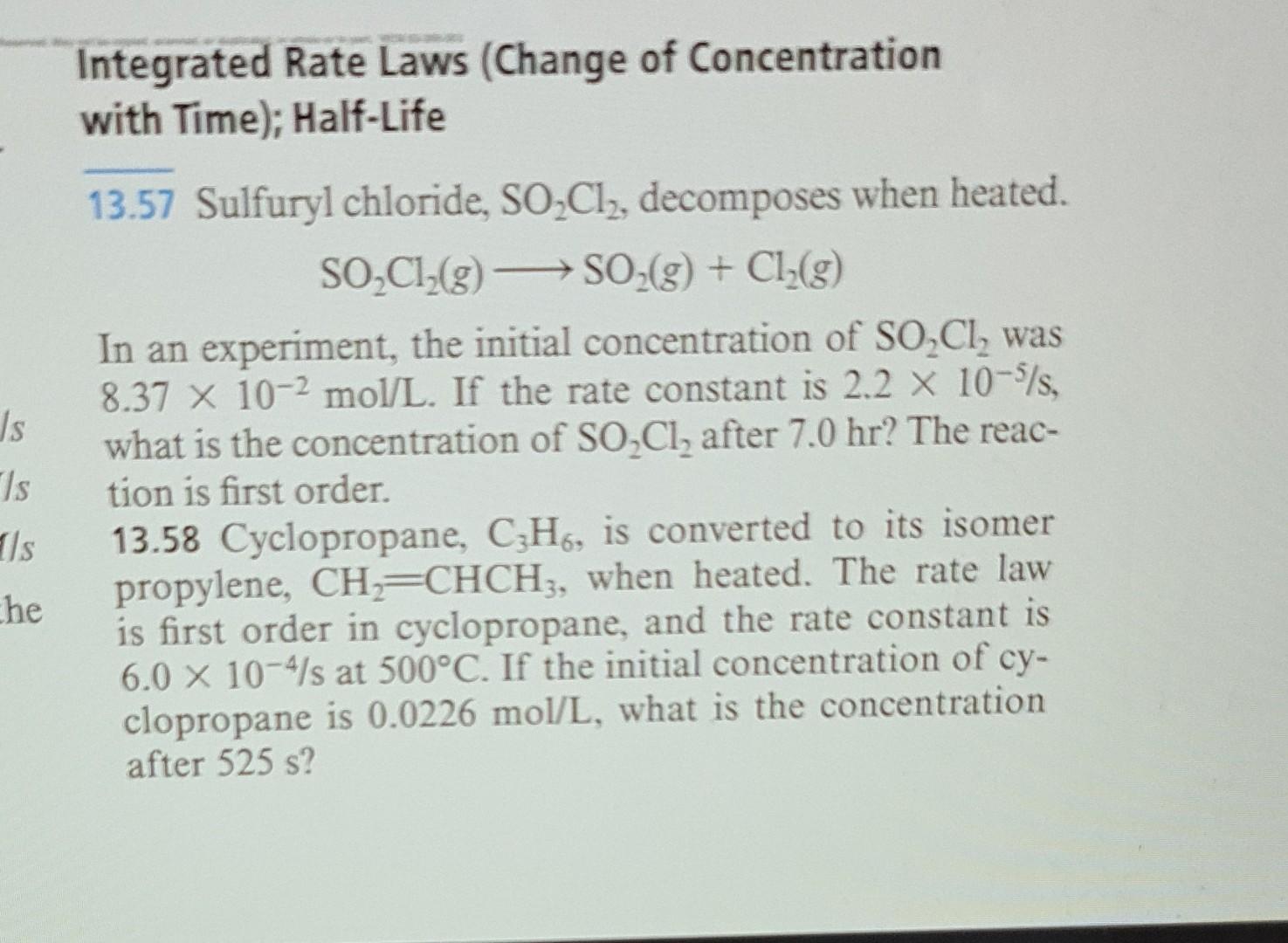 Solved Integrated Rate Laws (Change of Concentration with | Chegg.com