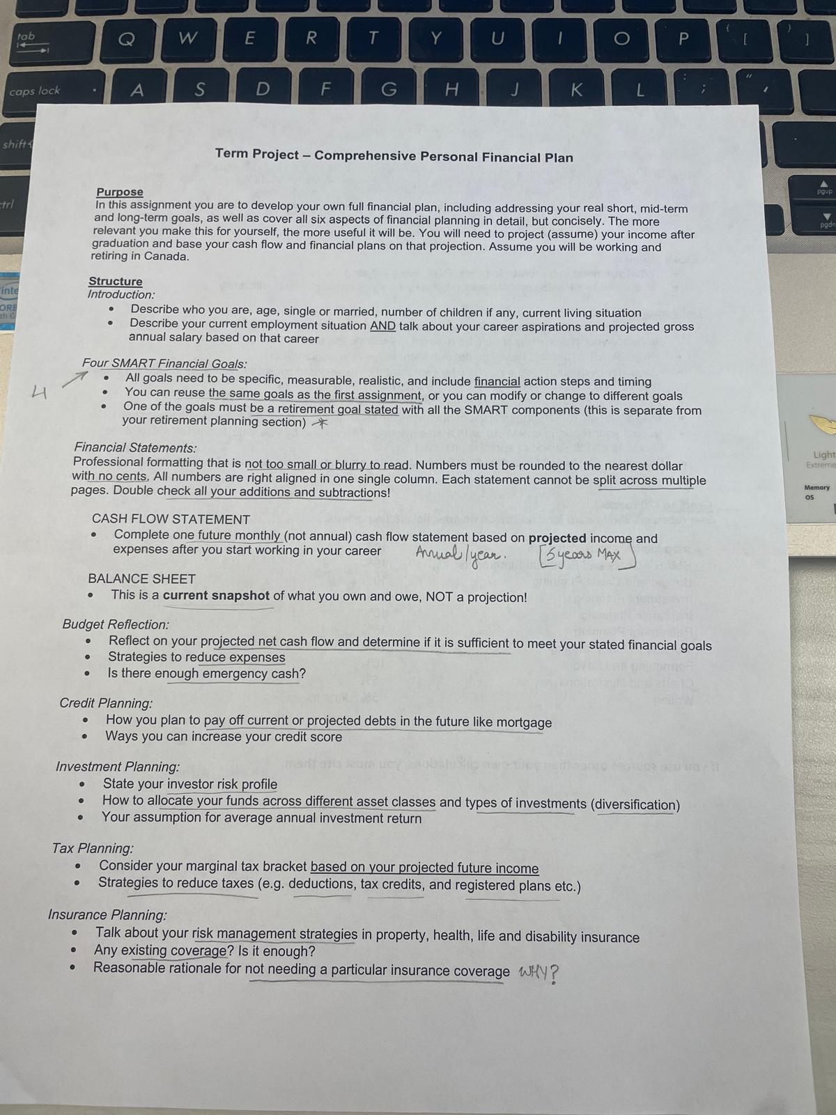 Solved Term Project - ﻿Comprehensive Personal Financial | Chegg.com