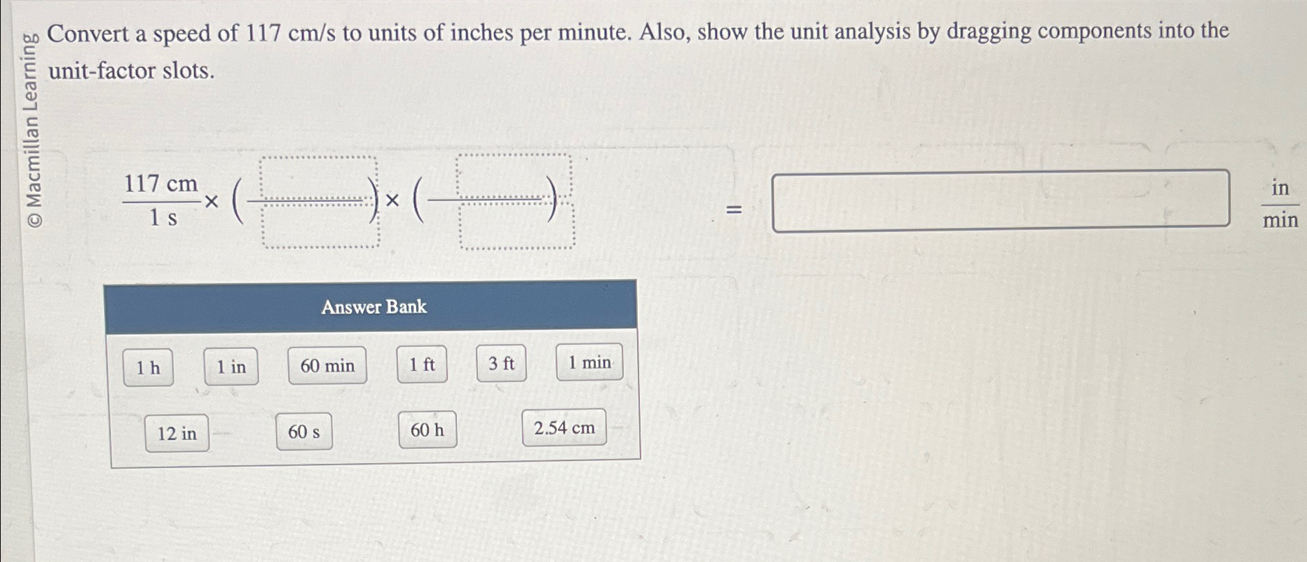 Solved a) ﻿Convert a speed of 117cms ﻿to units of inches per | Chegg.com