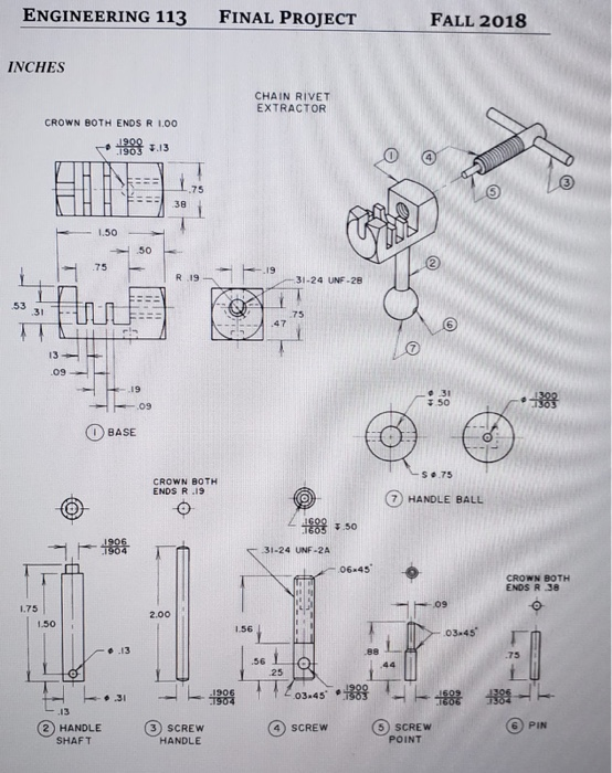 Solved Prepare a complete set of Working Drawings for the | Chegg.com