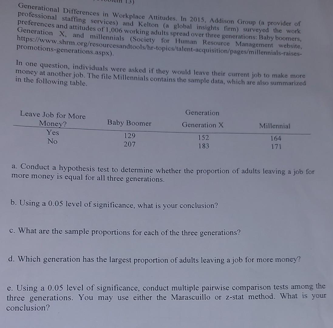 Solved Generational Differences in Workplace Attitudes. In | Chegg.com