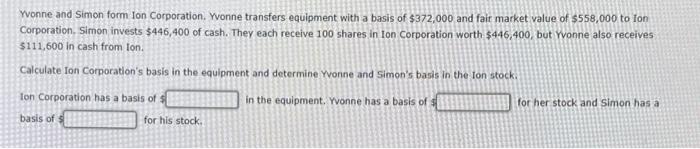 Solved Wonne and Simon form Ion Corporation. Yvonne | Chegg.com