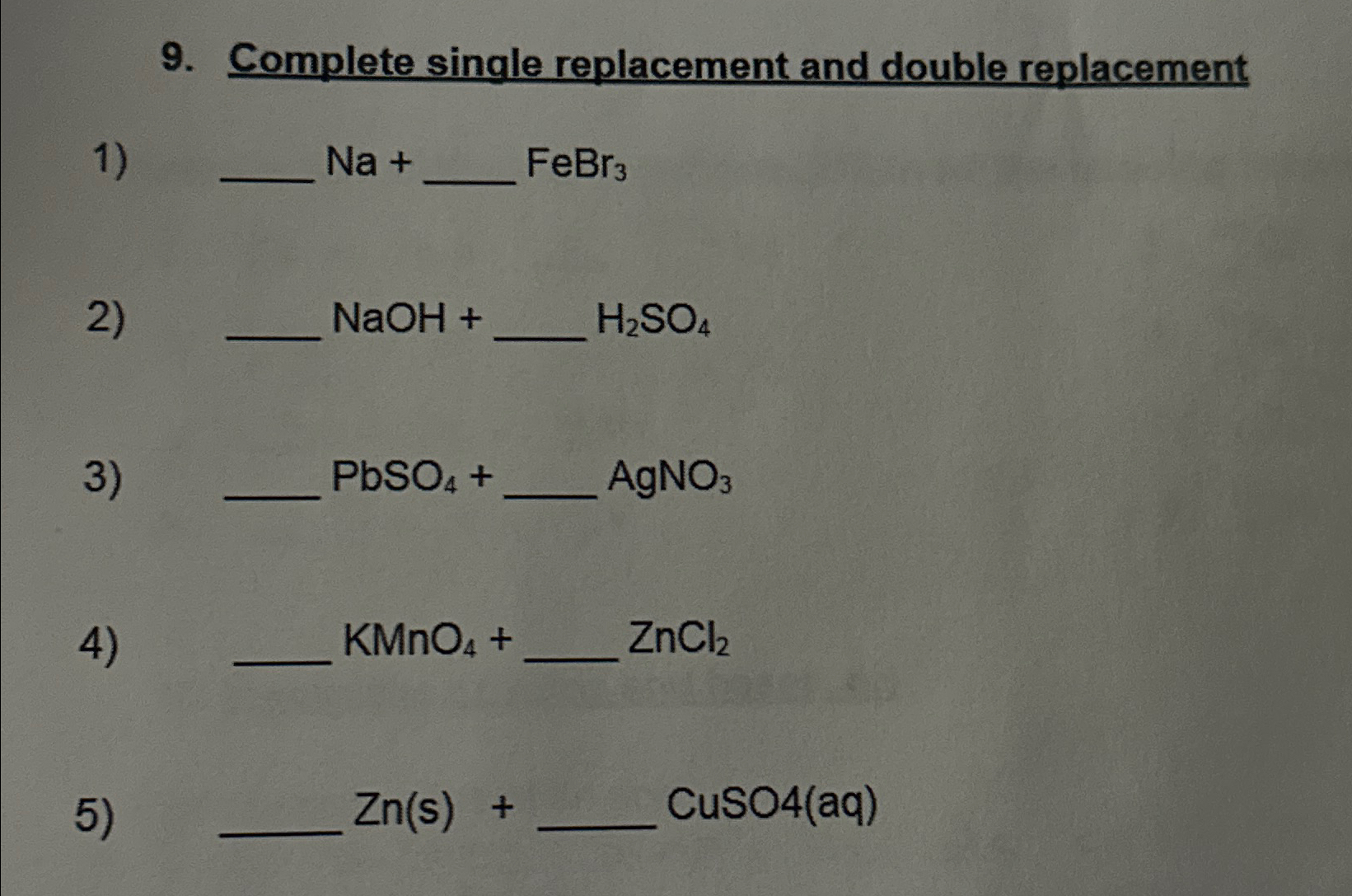 Solved Complete single replacement and double | Chegg.com