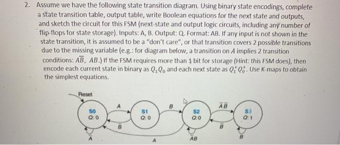 Solved 2 Assume We Have The Following State Transition