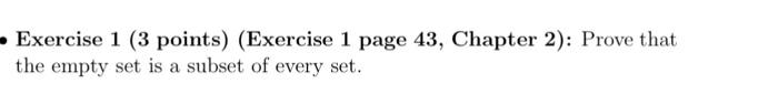 Solved Exercise 1 (3 points) (Exercise 1 page 43, Chapter | Chegg.com
