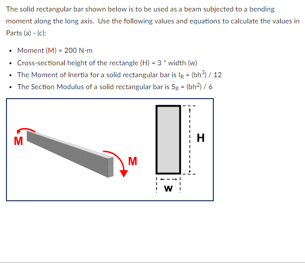 Solved The solid rectangular bar shown below is to be used | Chegg.com