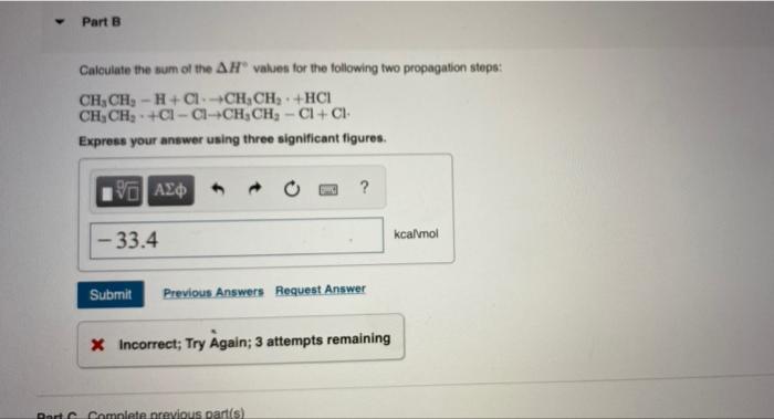 Solved Part B Calculate the sum of the AH values for the | Chegg.com