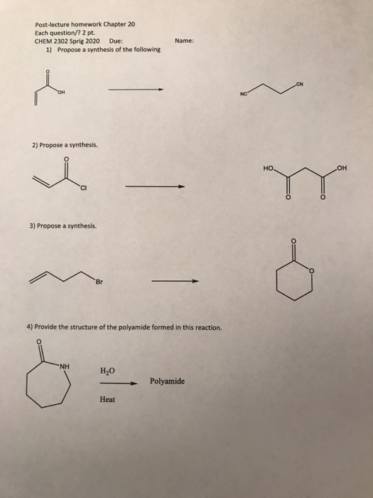 Post-lecture homework Chapter 20 Each question/? 2 | Chegg.com