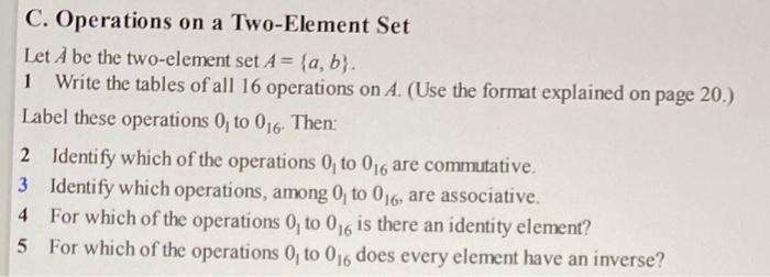 C Operations On A Two Element Set Let A Be The 