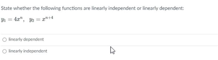 Solved State whether the following functions are linearly | Chegg.com