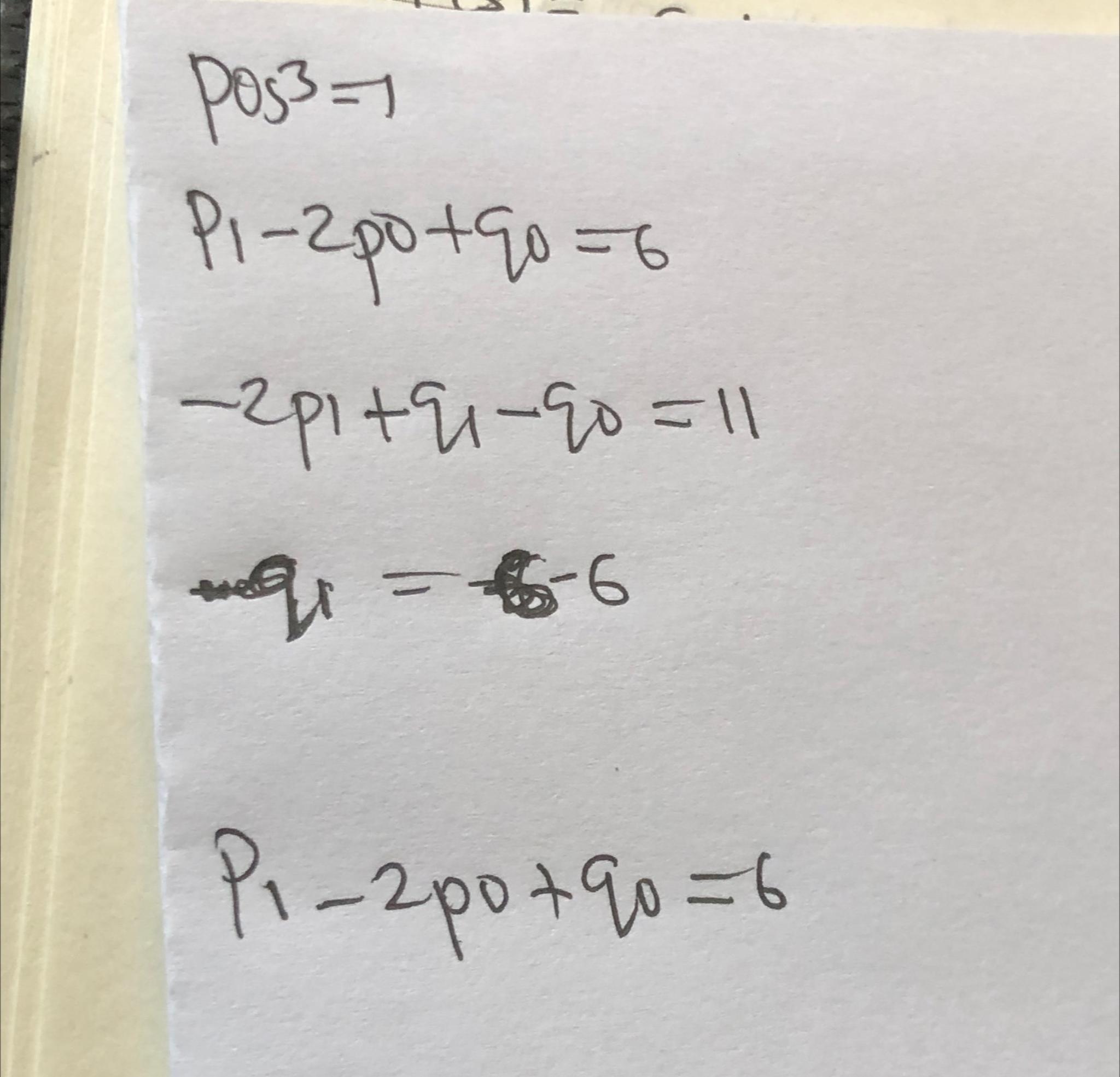 Solved p03=1p1-2p0+q0=6-2p1+q1-q0=11q1=-6 | Chegg.com