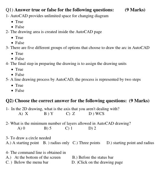 Solved QI) Answer true or false for the following questions: | Chegg.com