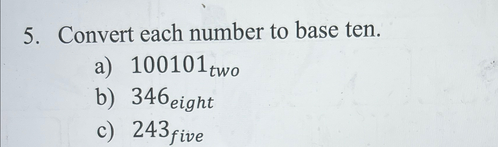 Solved Convert each number to base | Chegg.com