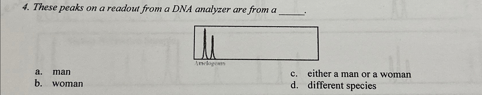 Solved These peaks on a readout from a DNA analyzer are from | Chegg.com
