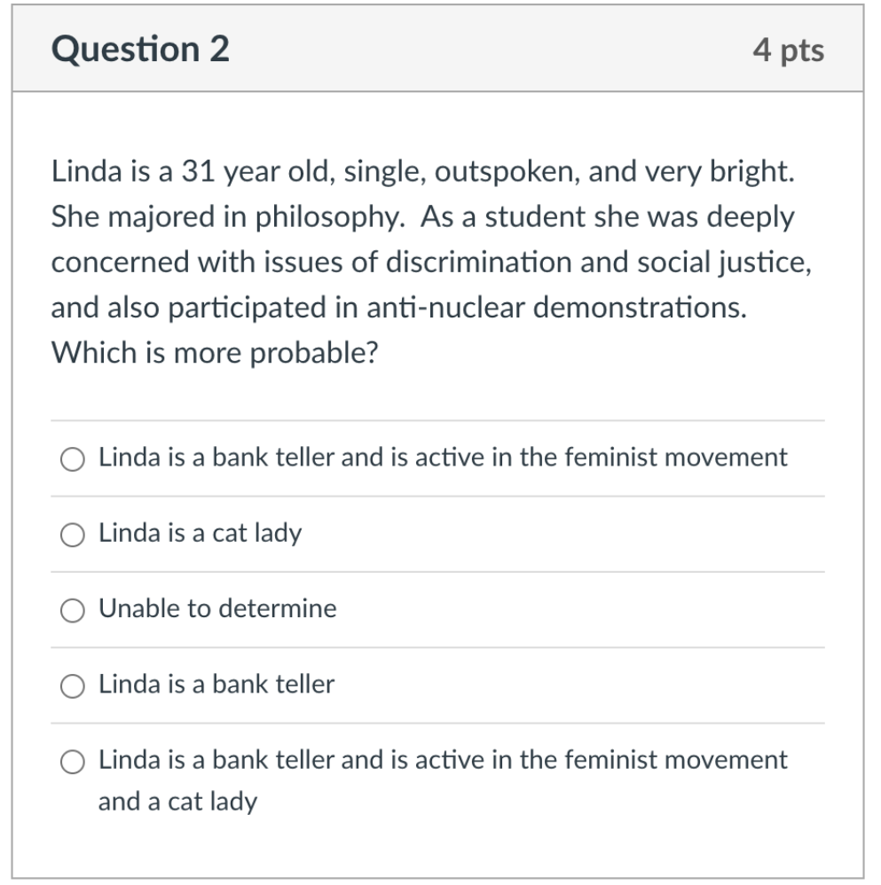 Solved Question 2Linda is a 31 ﻿year old, single, outspoken, | Chegg.com