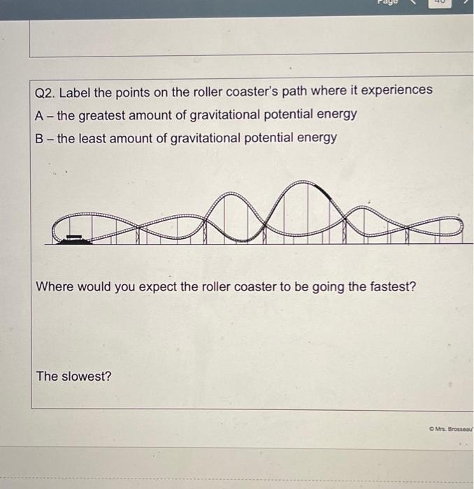 Solved Q2. Label the points on the roller coaster's path | Chegg.com