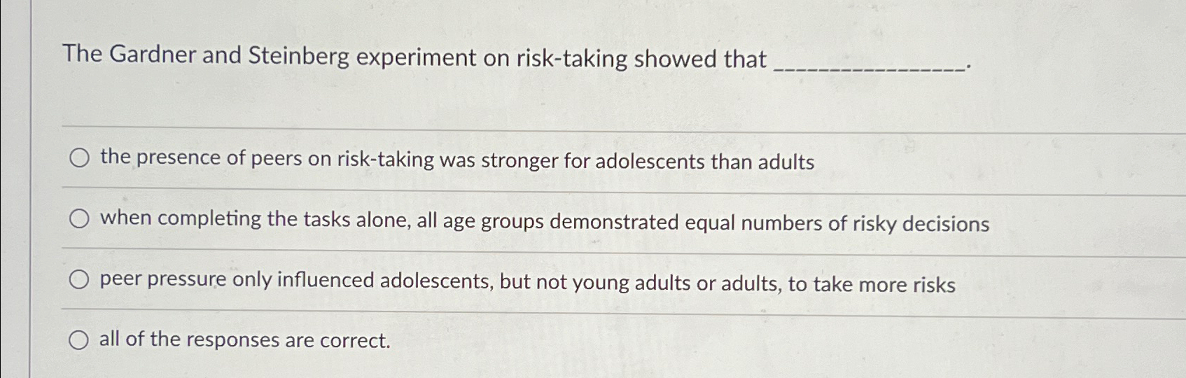 Solved The Gardner and Steinberg experiment on risk-taking | Chegg.com