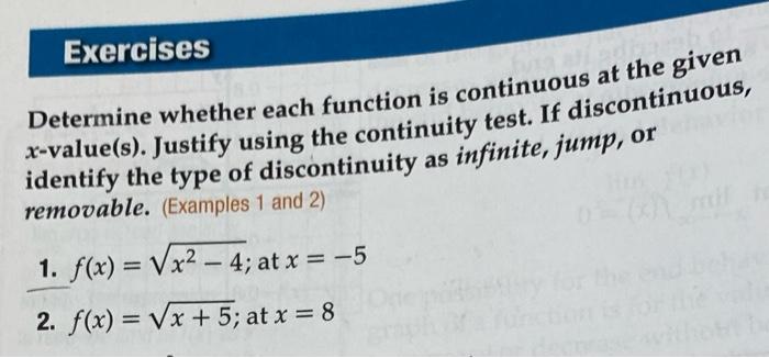 Solved Exercises Determine Whether Each Function Is