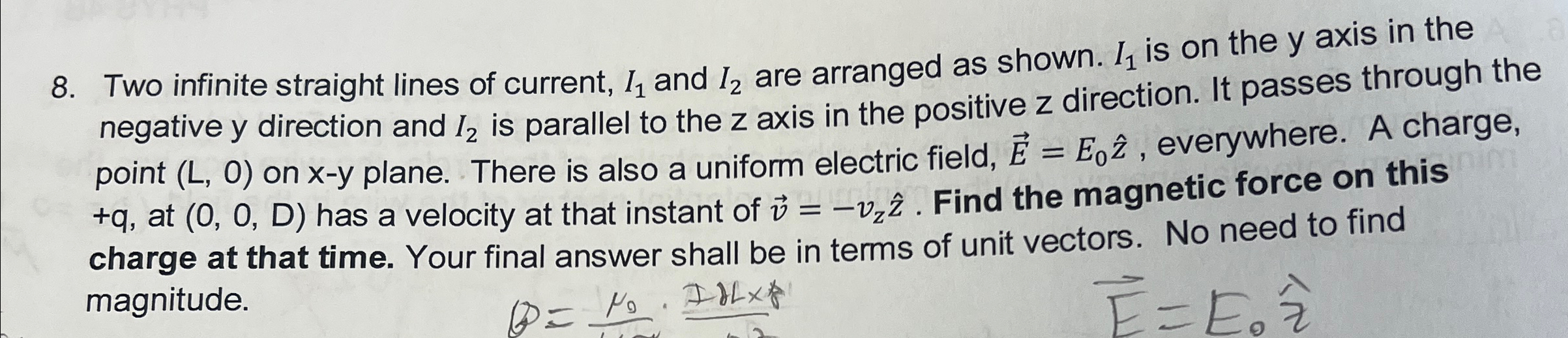 Solved Two infinite straight lines of current, I1 ﻿and I2 | Chegg.com