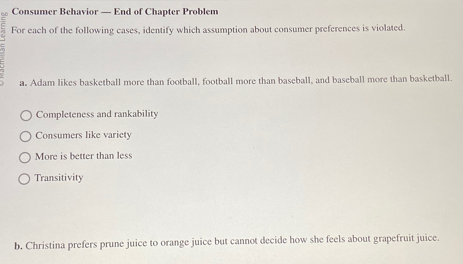 Solved Consumer Behavior - ﻿End of Chapter ProblemFor each | Chegg.com