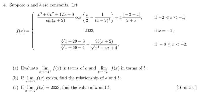 Solved 4. Suppose a and b are constants. Let x³ + 6x² + 12x | Chegg.com