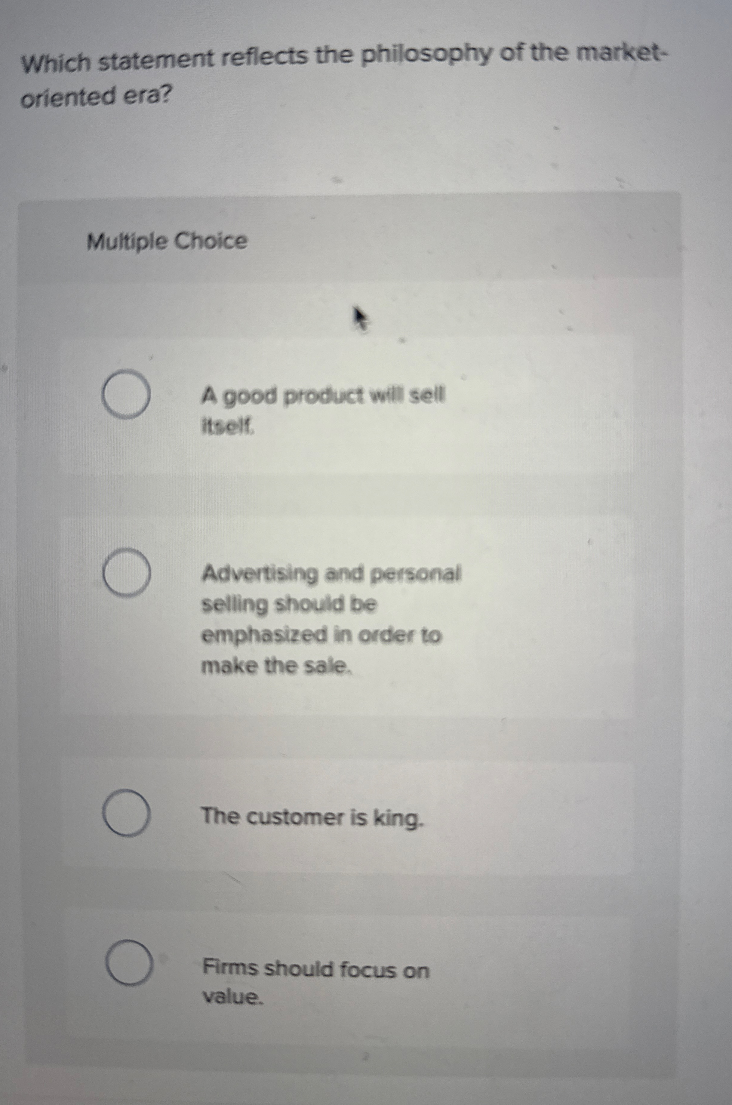 Solved Which statement reflects the philosophy of the | Chegg.com