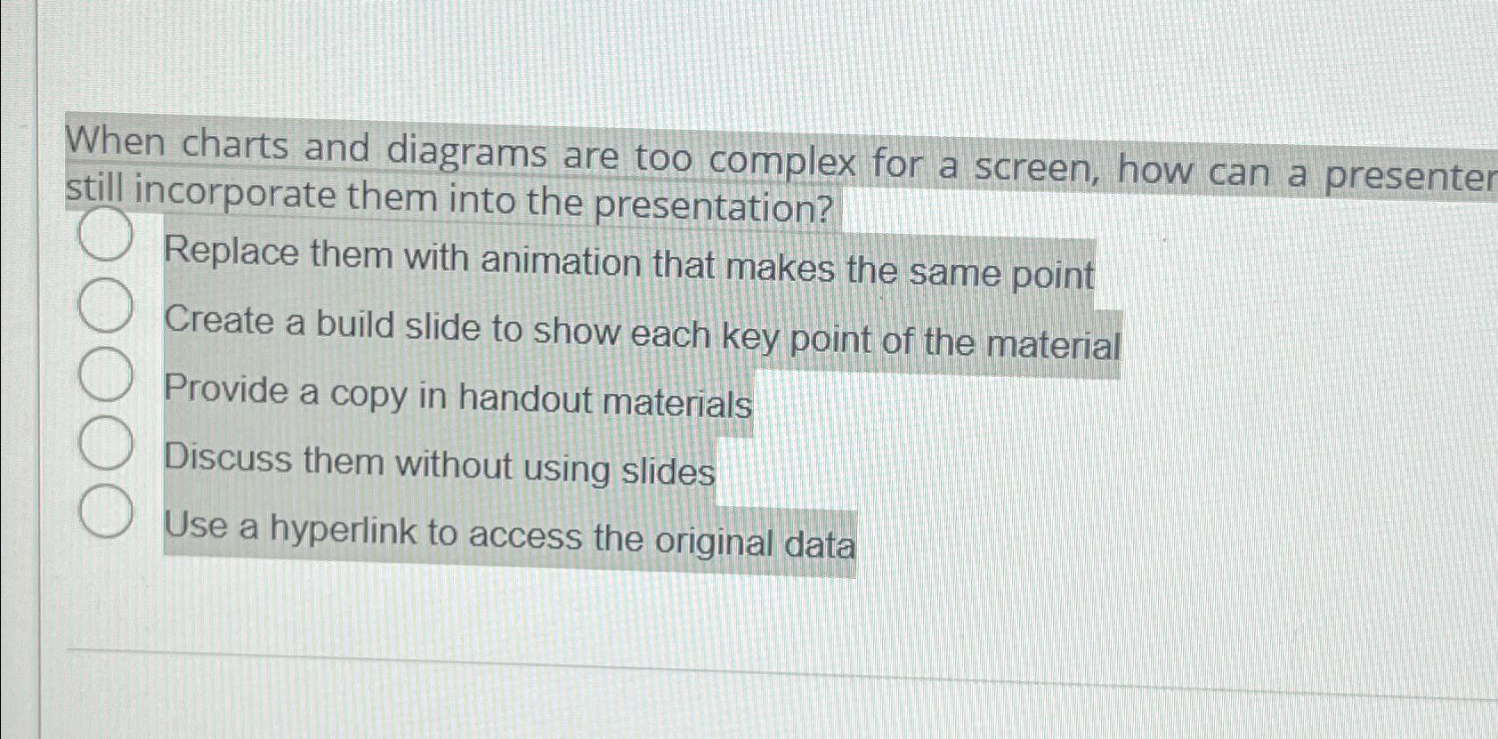 Solved When charts and diagrams are too complex for a | Chegg.com