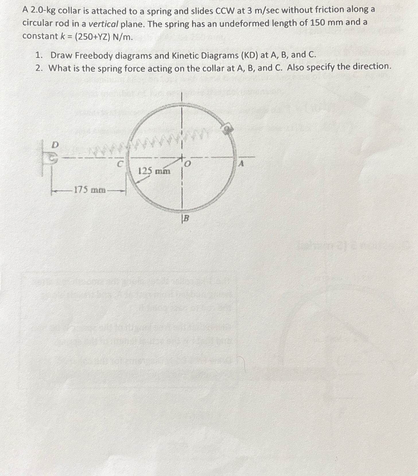 Solved A 2.0-kg collar is attached to a spring and slides | Chegg.com