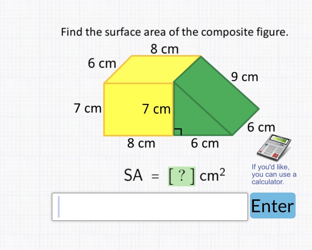 Solved Find the surface area of the composite figure. | Chegg.com