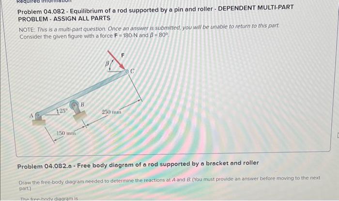 Solved Problem 04.082 - Equilibrium of a rod supported by a | Chegg.com