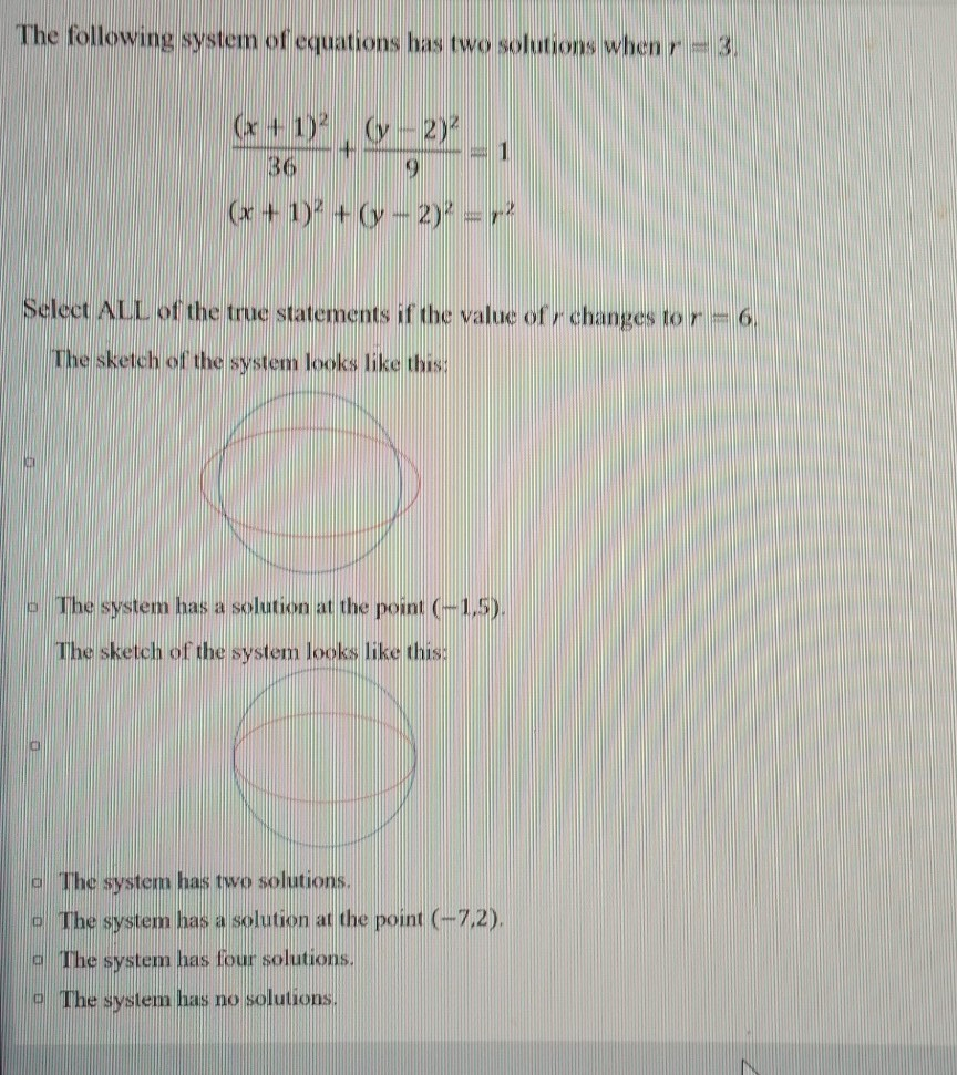 Solved The following system of equations has two solutions | Chegg.com