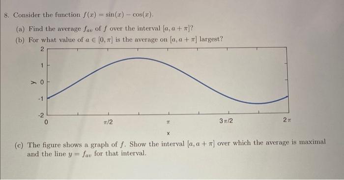 Solved 8. Consider the function f(x)=sin(x)−cos(x). (a) Find | Chegg.com