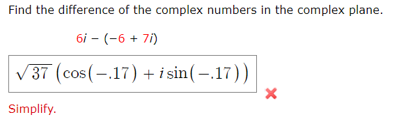 Solved Find the difference of the complex numbers in the | Chegg.com