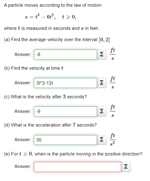 Solved A particle moves according to the law of | Chegg.com