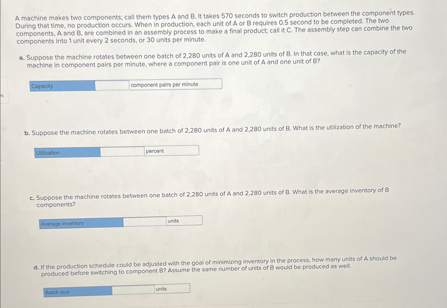 Solved A machine makes two components; call them types A and | Chegg.com