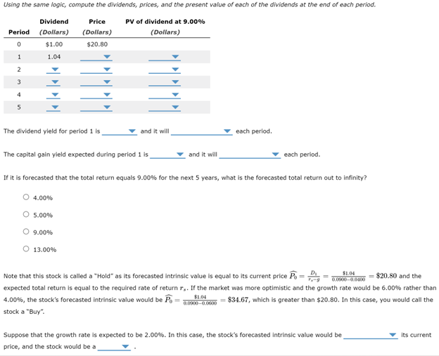 Solved Using the same logic, compute the dividends, prices, | Chegg.com
