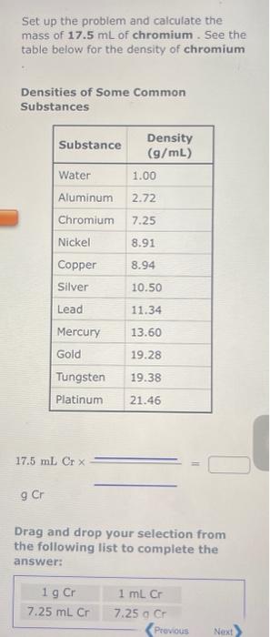 [Solved]: Set up the problem and calculate the mass of ( 1