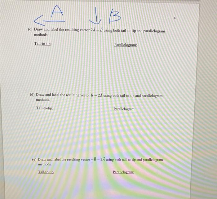 Solved Д I B 4 (c) Draw and label the resulting vector 2A - | Chegg.com