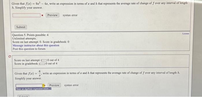 Solved Given that f(x)=9x2−4x, write an expression in terms | Chegg.com