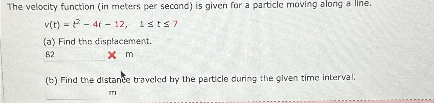 Solved The velocity function (in meters per second) ﻿is | Chegg.com