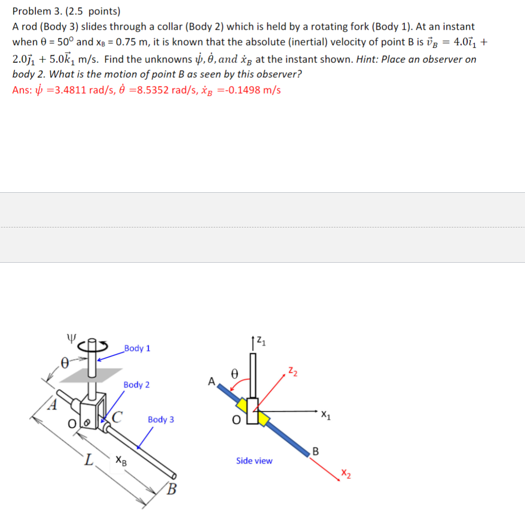 Solved Problem 3. (2.5 ﻿points)A rod (Body 3) ﻿slides | Chegg.com