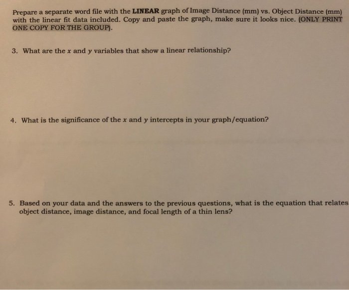 Solved Prepare a separate word file with the LINEAR graph of | Chegg.com