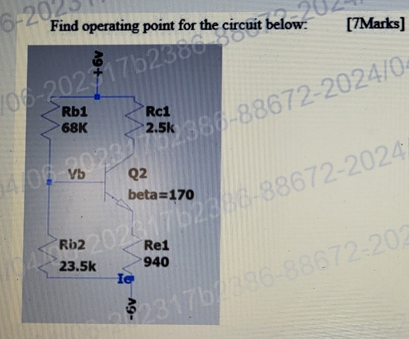 Solved Find operating point for the circuit below:[7Marks] | Chegg.com