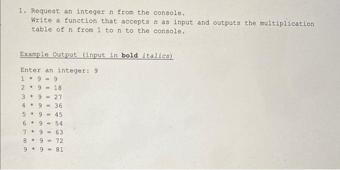 Solved 1 Request An Integer N From The Console Write A