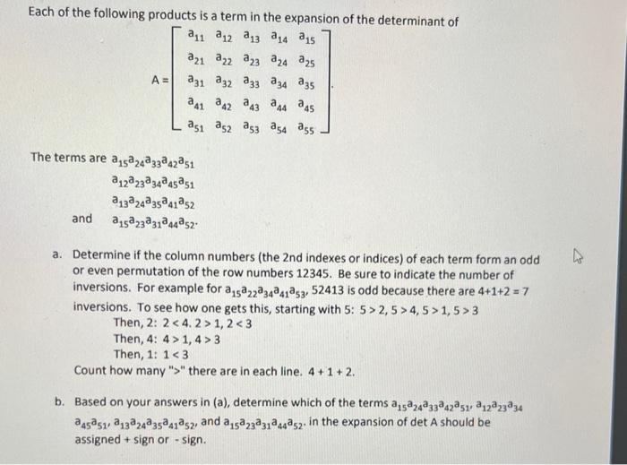 Solved Each of the following products is a term in the | Chegg.com