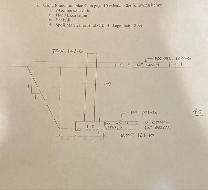 Solved 2. Using foundation plan C on page 10 calculate the | Chegg.com