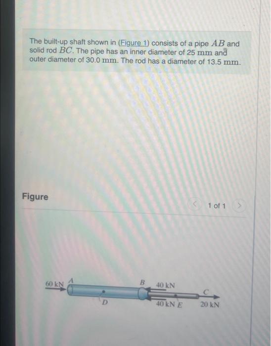 Solved The built-up shaft shown in (Figure 1) consists of a | Chegg.com